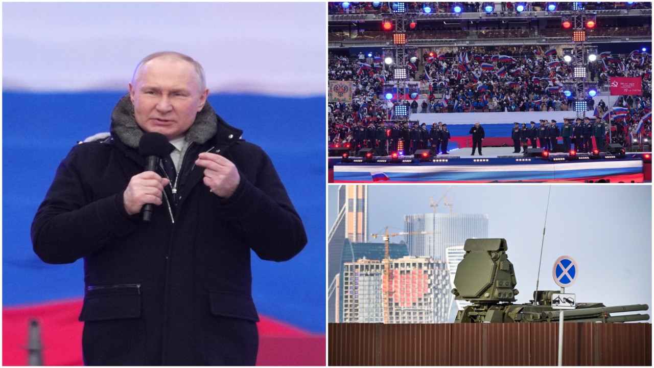 Miting cu zeci de mii de ruşi şi concert militar la Moscova. Putin ...