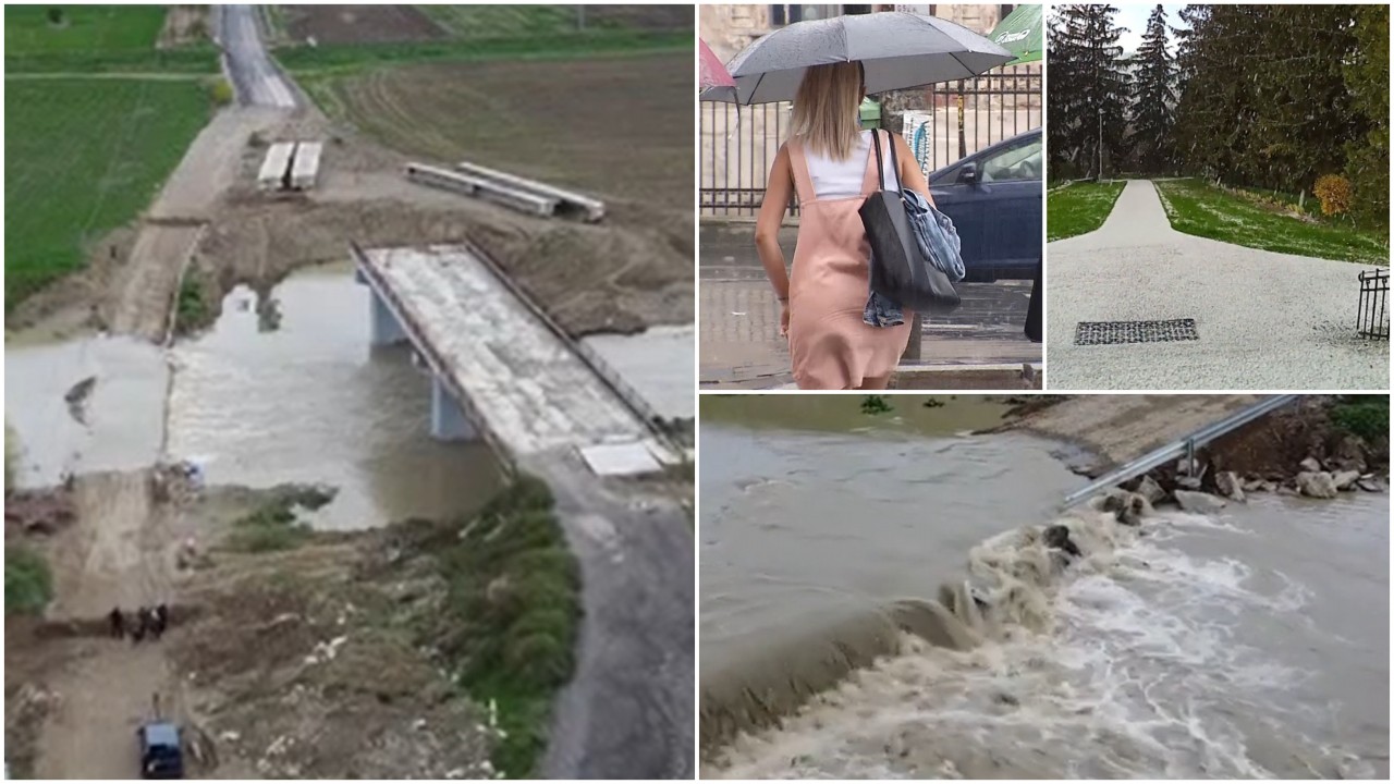 "N-am pe unde să trec. Doar înot!" Ploile abundente au umflat râul ...