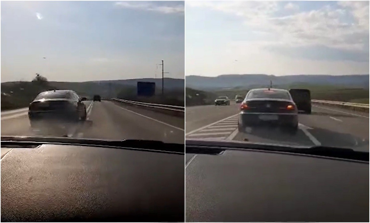 "Bă, ești prost, mă?". Polițist din Huedin, filmat în timp ce conduce ...