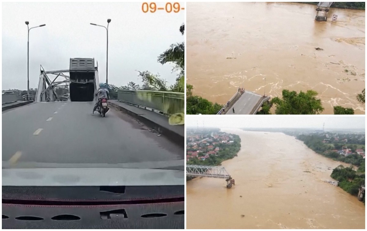 Momentul în care un pod lung de peste 370 de metri s-a prăbuşit în ...