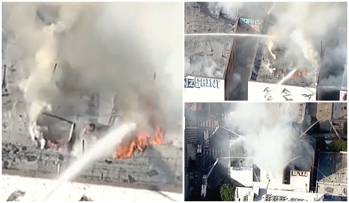 O mare parte din fostul hotel Morrison, distrus într-un incendiu ...